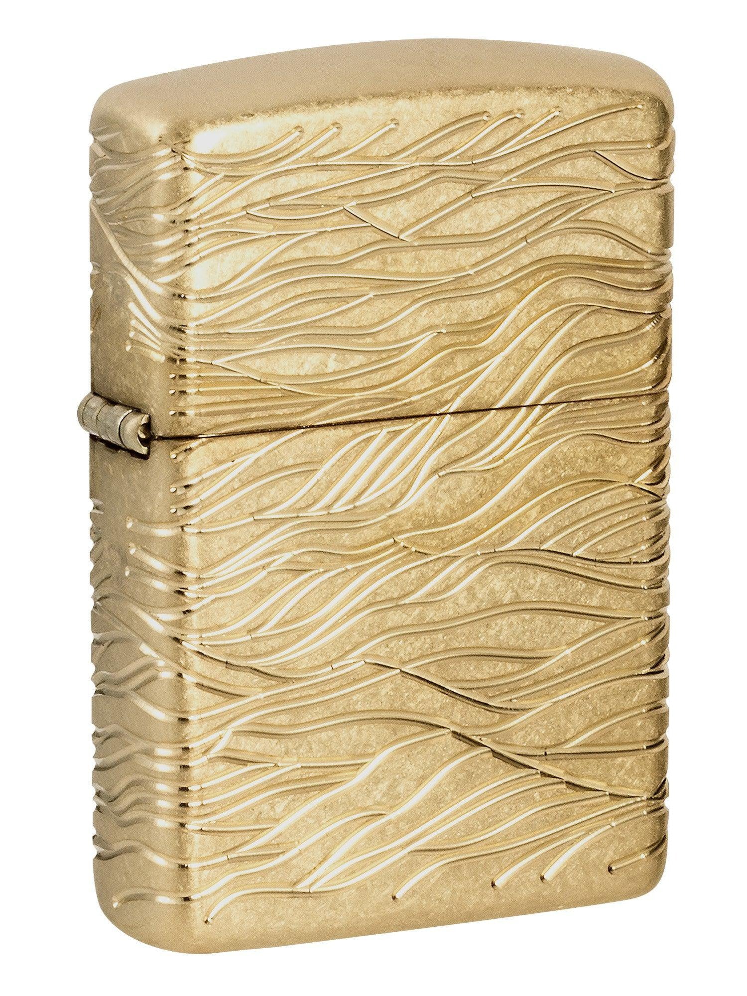 Zippo Lighter: Armor MultiCut, Luxury Waves Design - Tumbled Brass 462 – Lucas Lighters