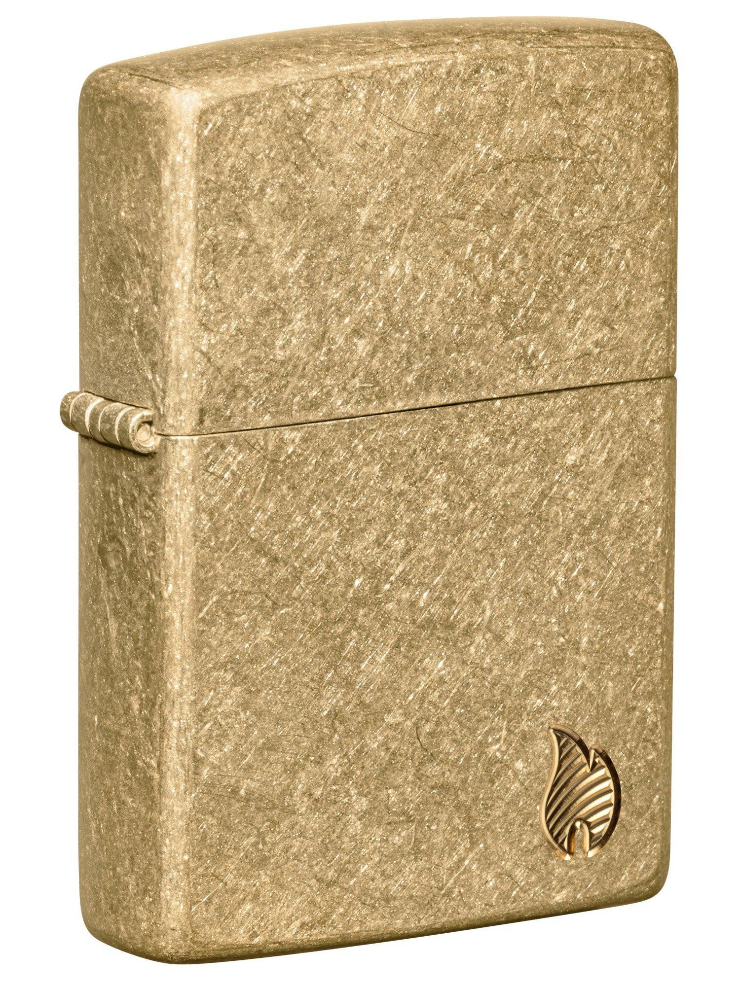 Zippo Lighter: Armor Deep Carved Flame - Tumbled Brass 46398 – Lucas Lighters