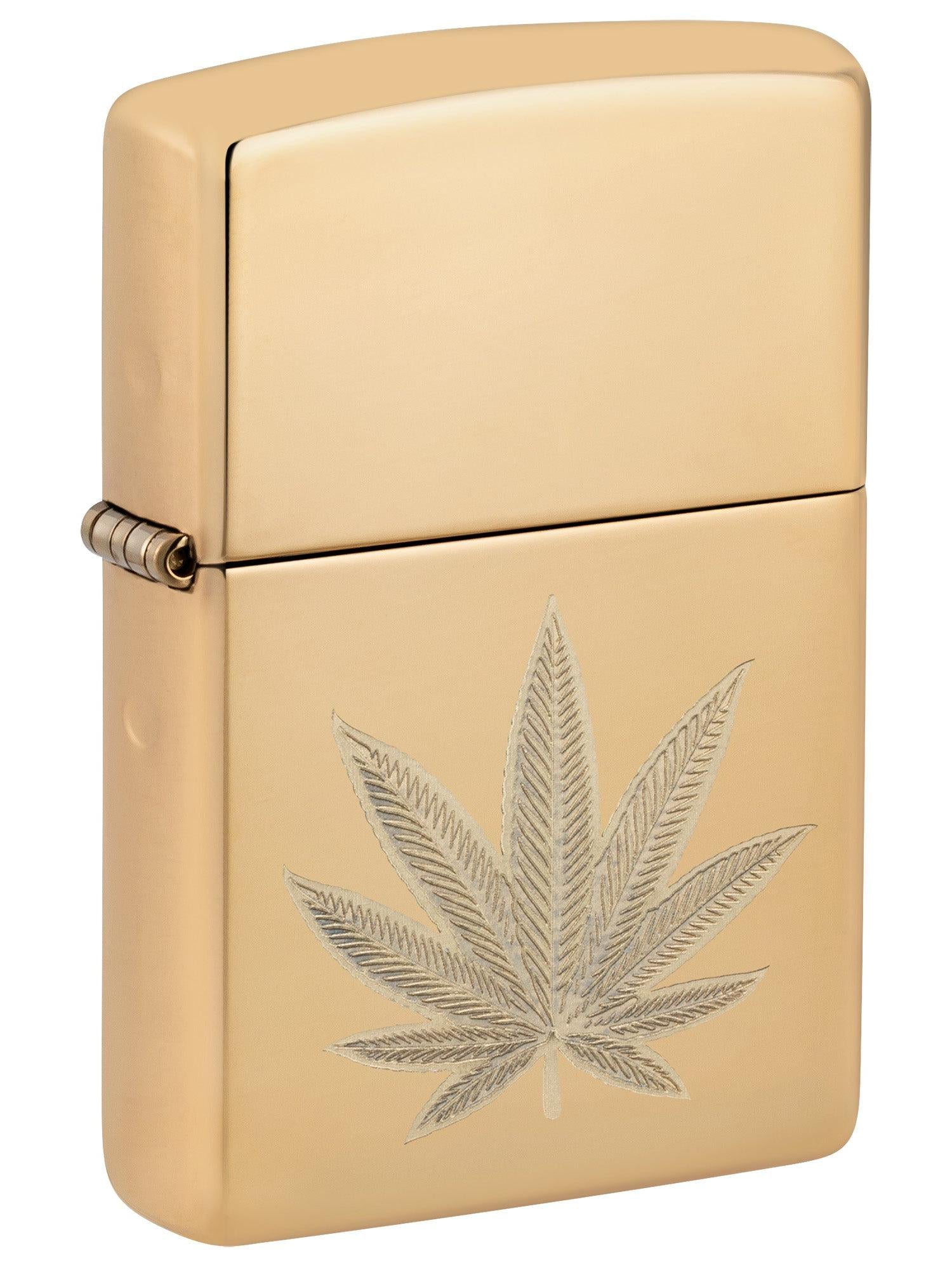 Zippo Lighter: Weed Leaf, Engraved - High Polish Brass 46560 – Lucas Lighters