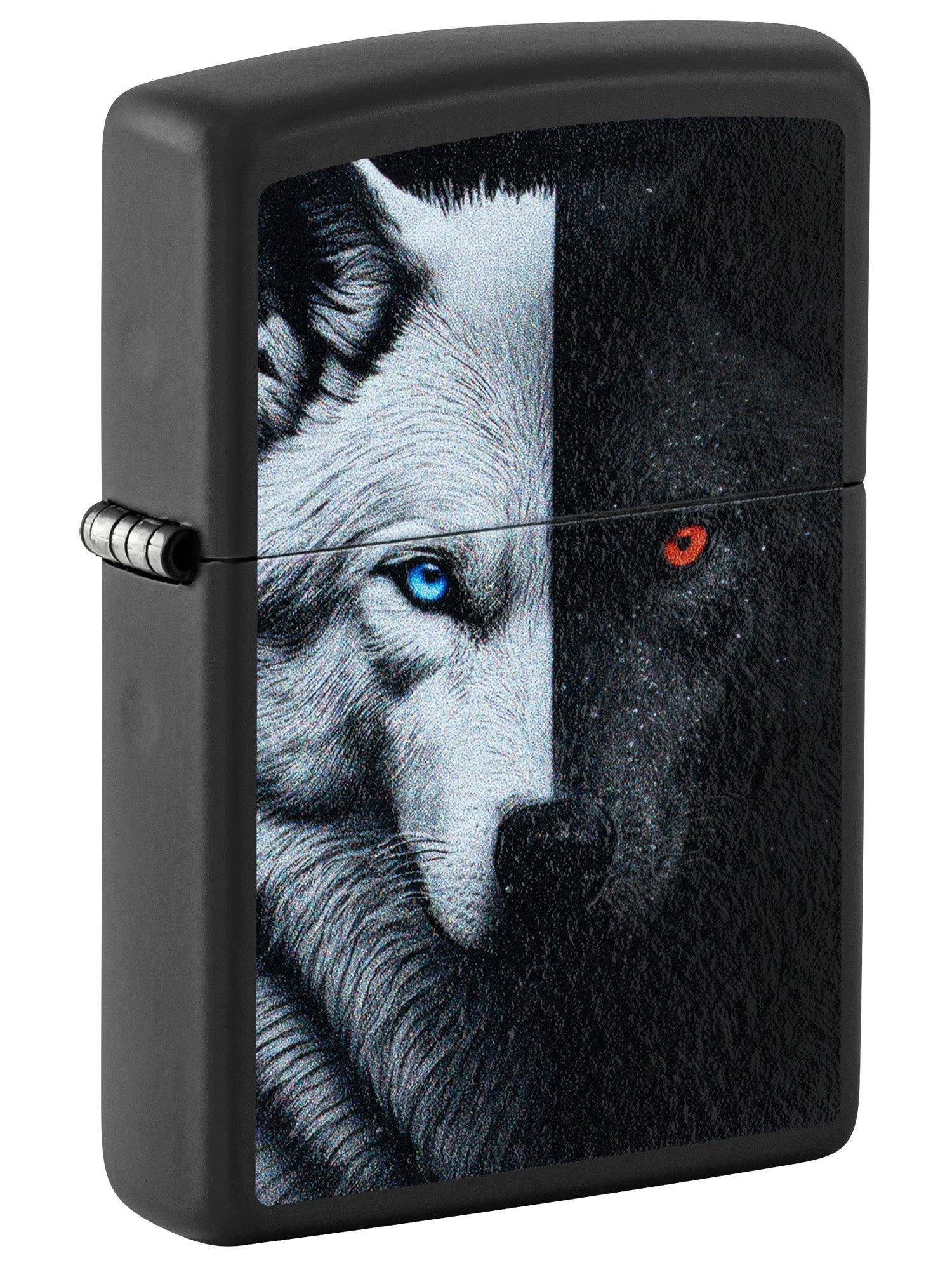 Zippo Lighter: Two Wolves Design - Black Matte 46694 – Lucas Lighters