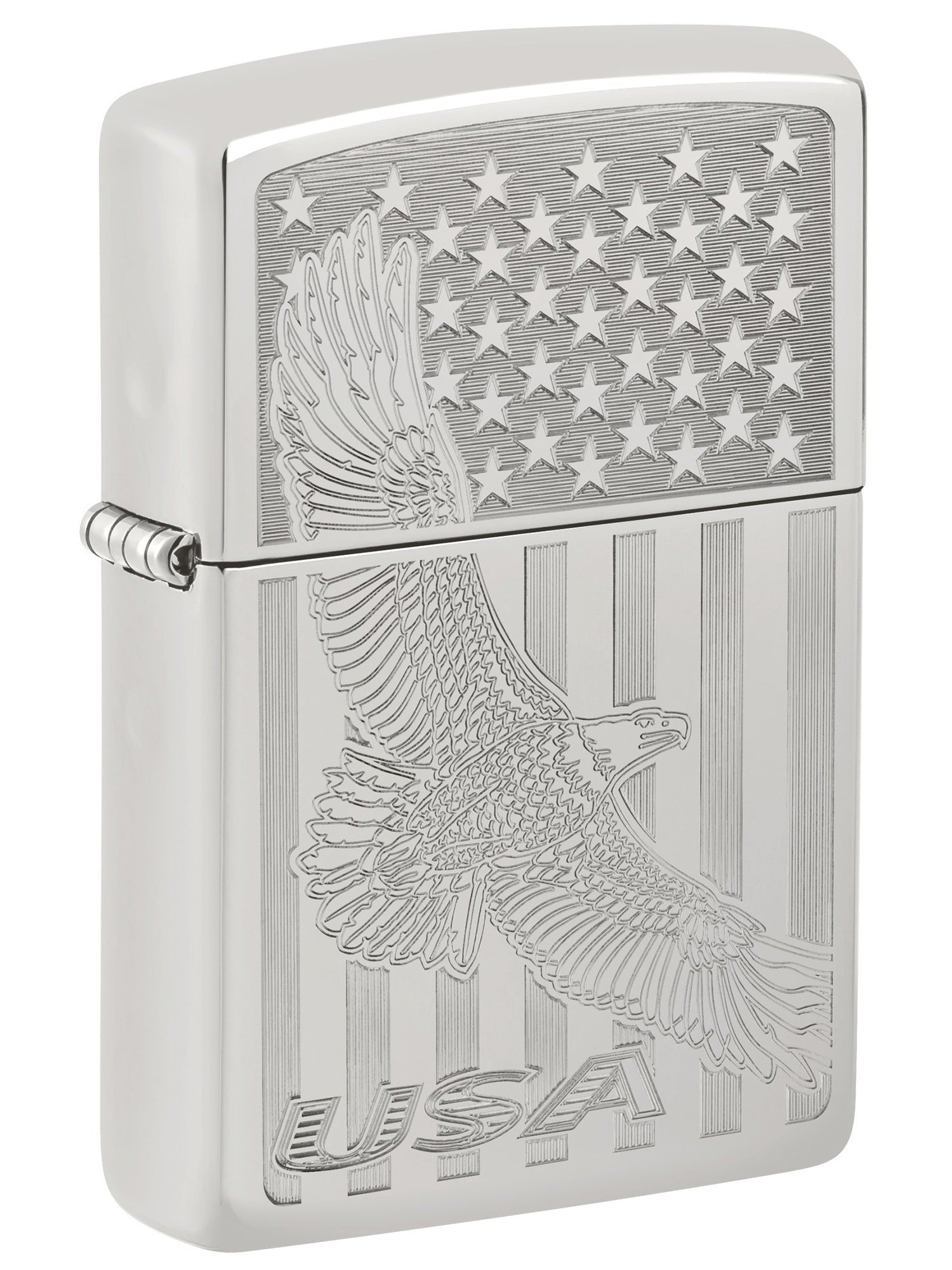 Zippo Sterling Silver Lighter: Engraved Eagle and American Flag - High – Lucas Lighters