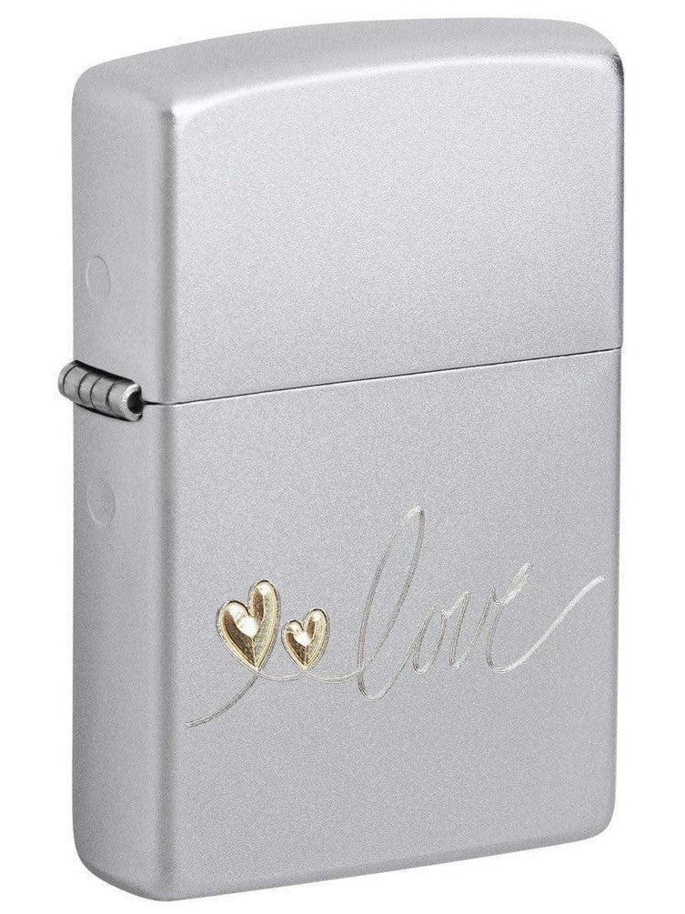 Zippo Lighter: Love with Hearts, Engraved - Satin Chrome 48725 – Lucas Lighters