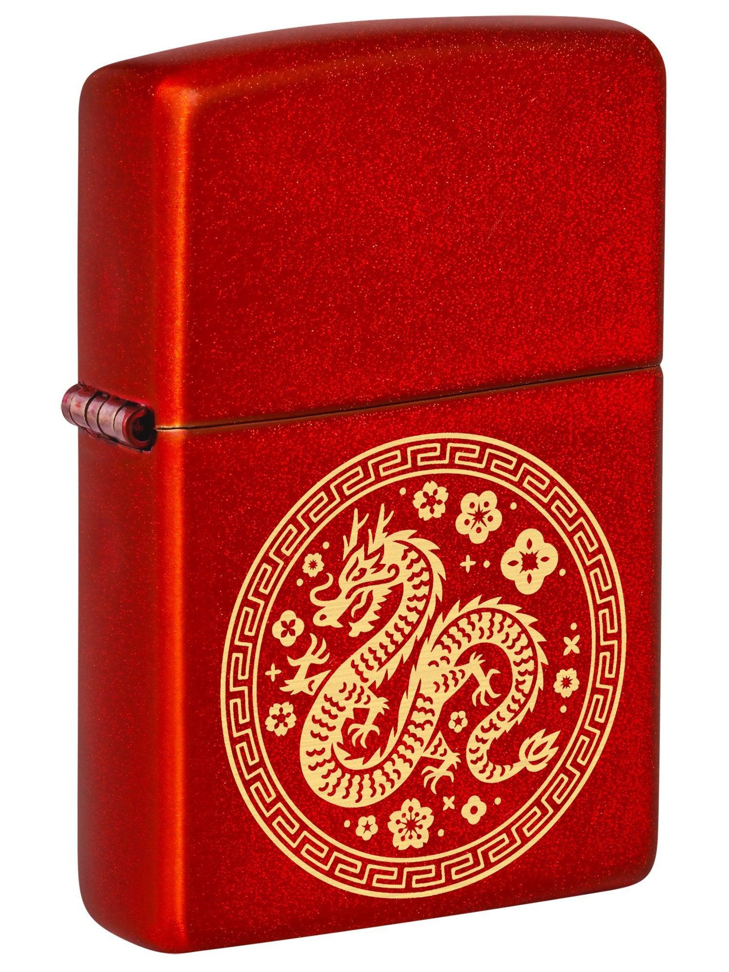 Zippo Lighter: Chinese Year of the Dragon, Engraved - Metallic Red 460 ...