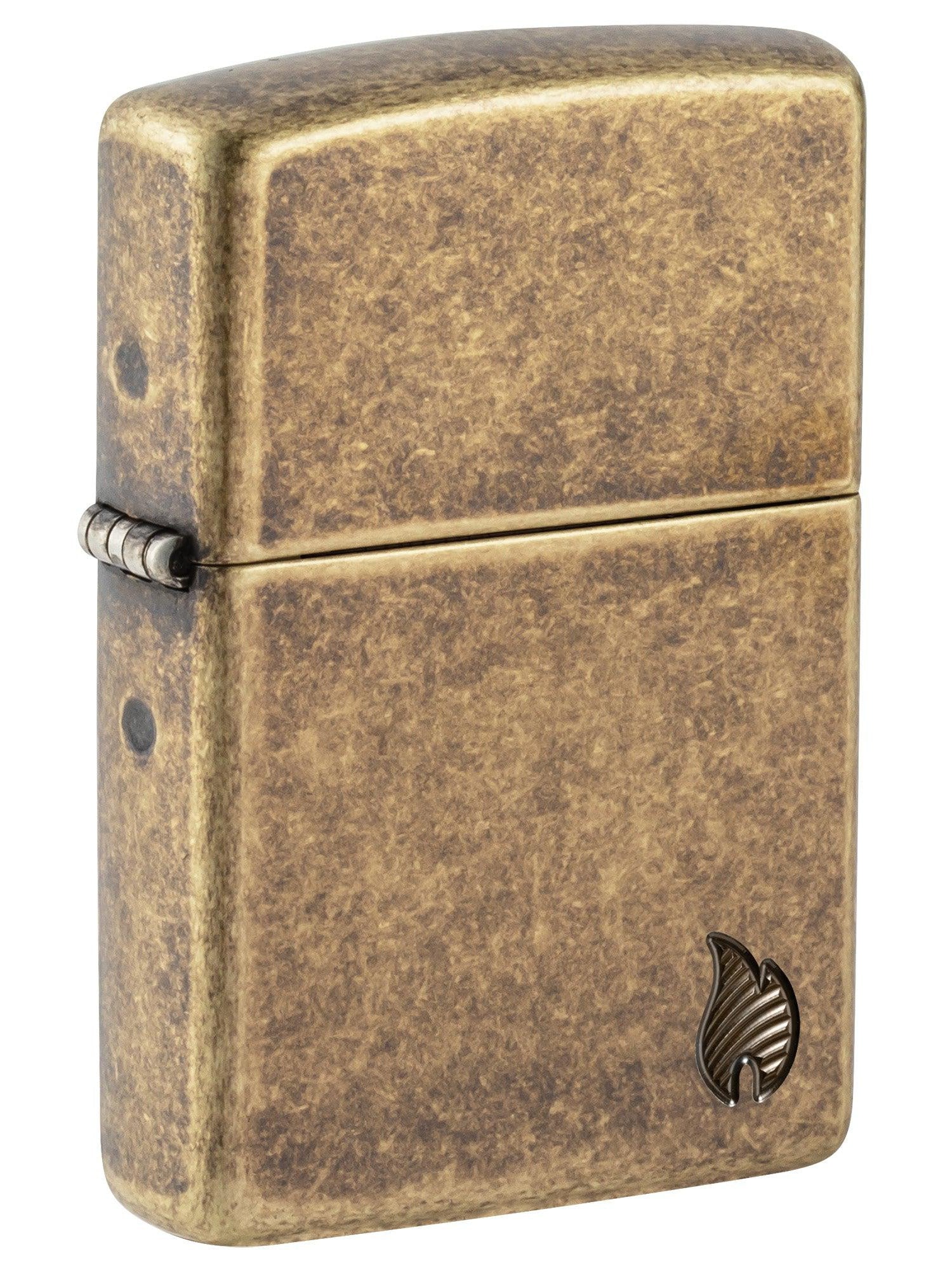Zippo Lighter: Armor Deep Carved Flame - Antique Brass 46400 – Lucas Lighters
