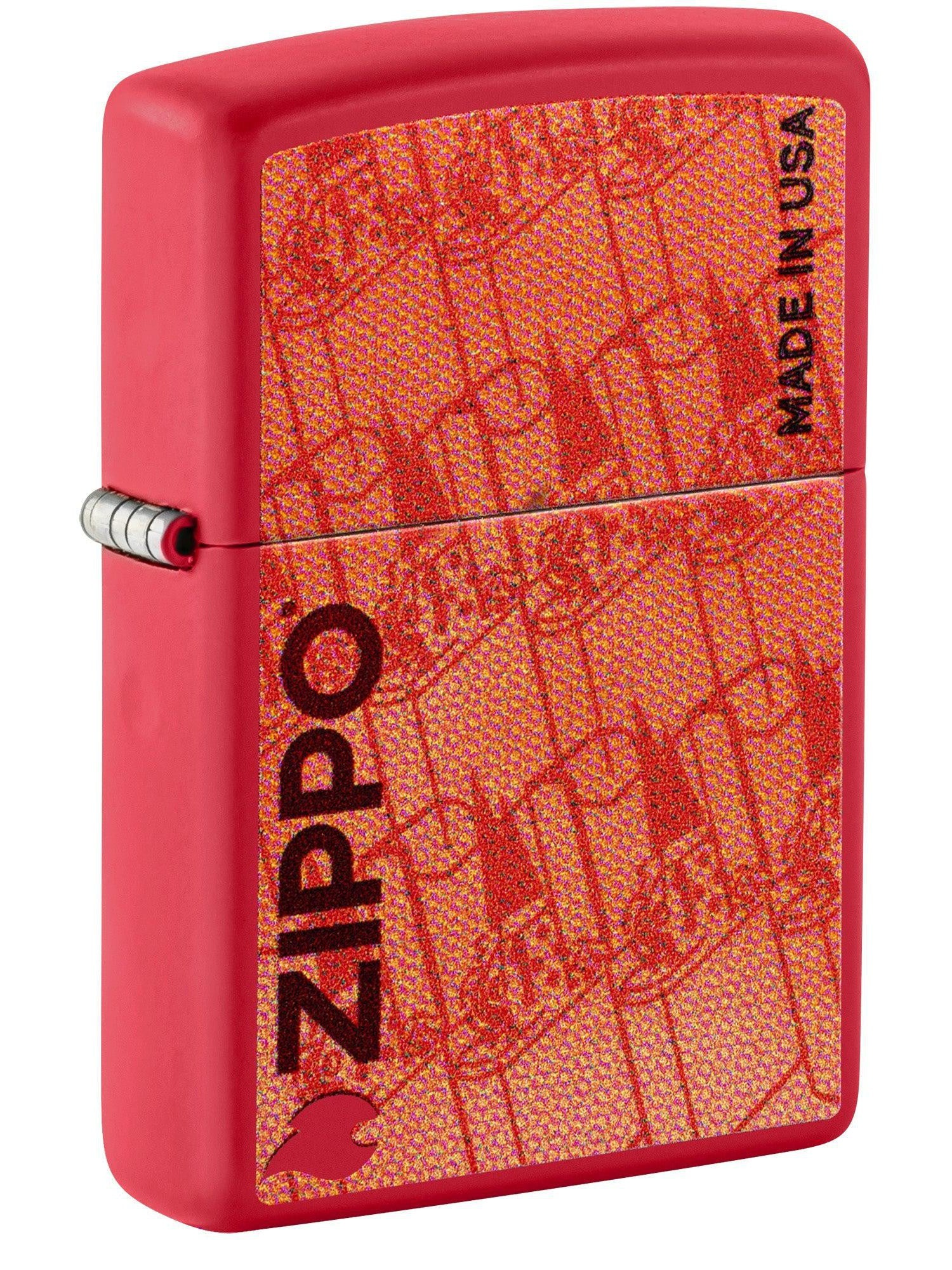 Zippo Lighter: Made in USA Design - Red Matte 46487 – Lucas Lighters