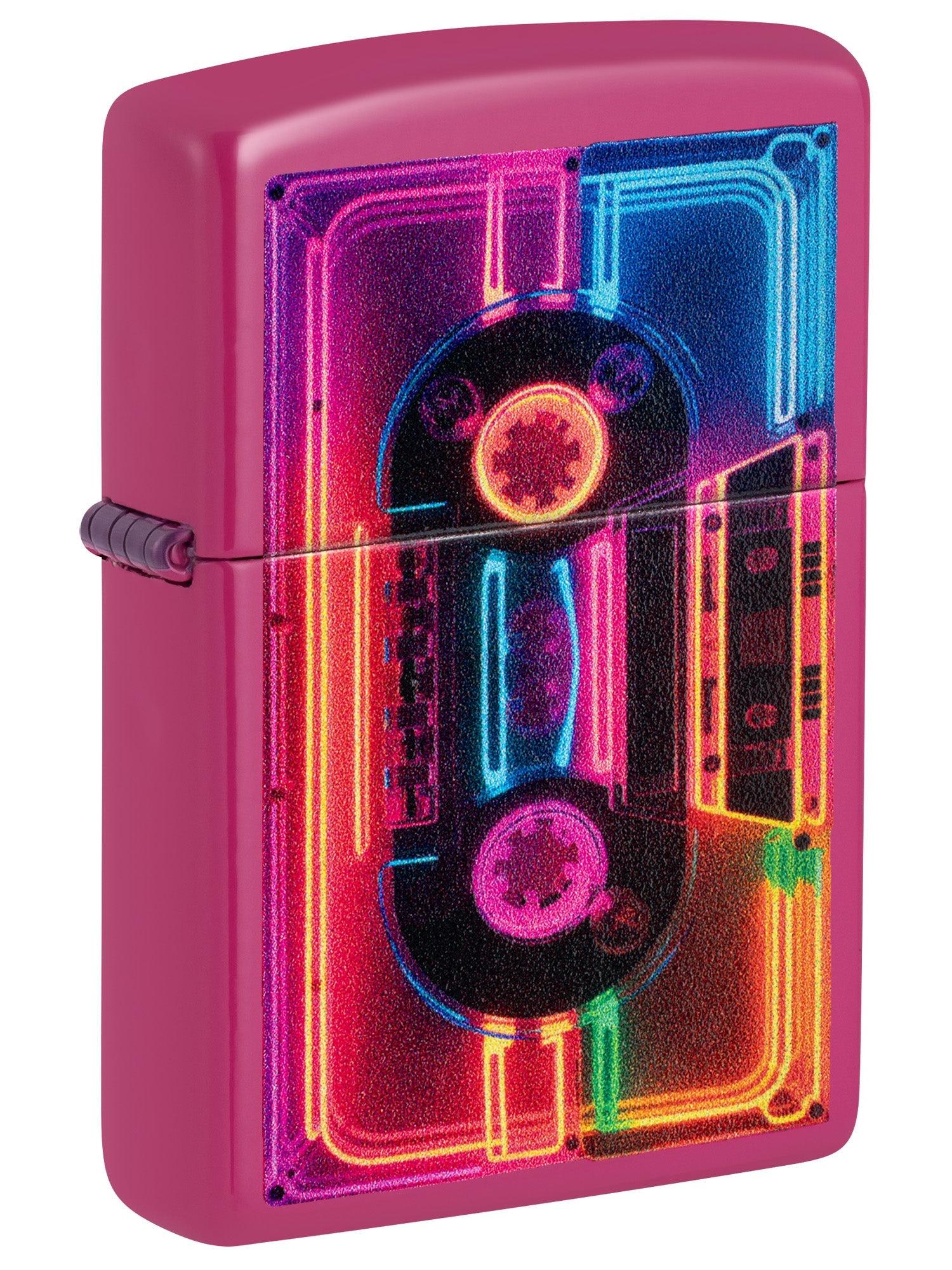 Zippo Lighter: Neon Cassette Tape - Frequency 46693 – Lucas Lighters