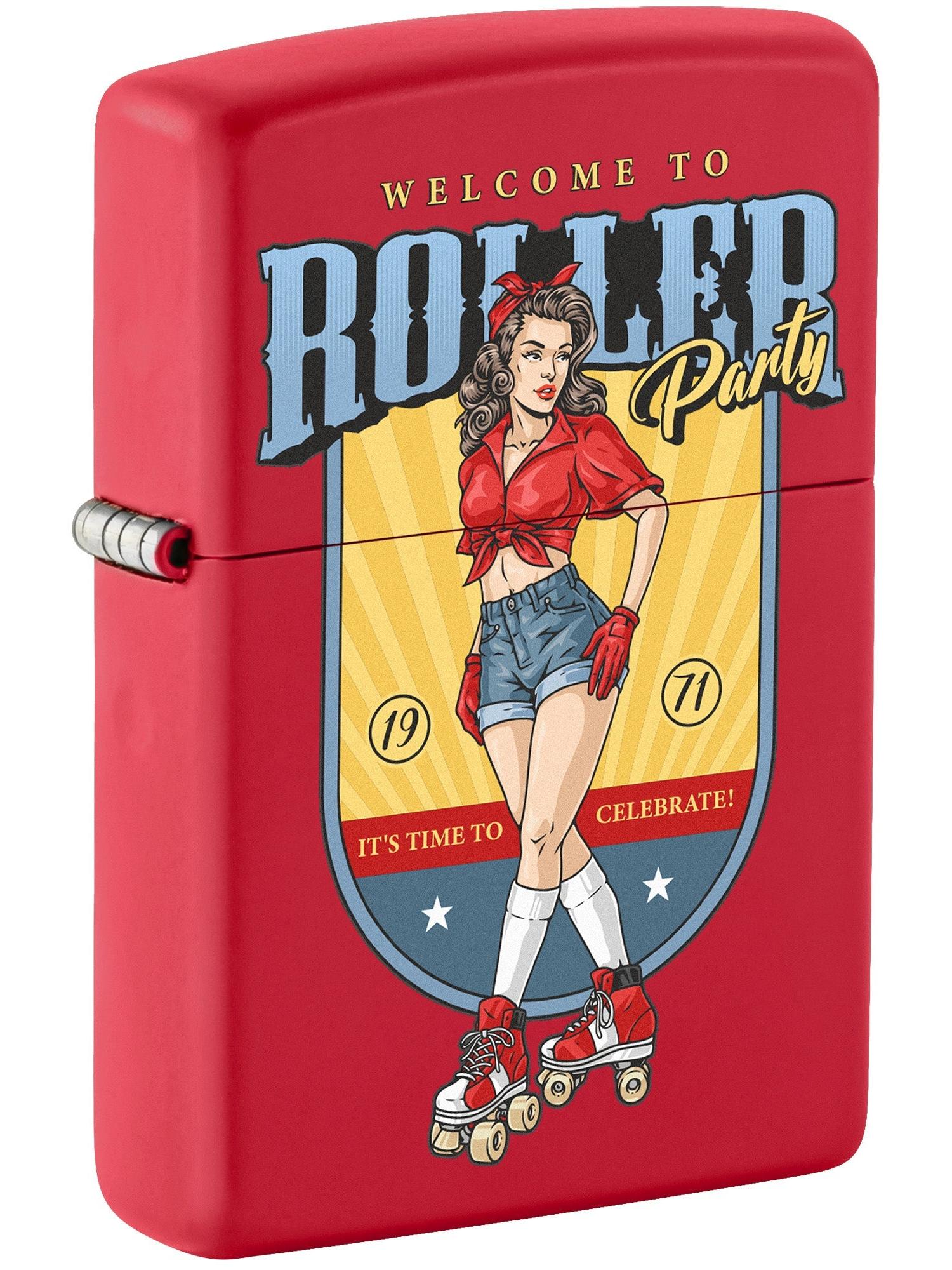 Zippo Lighter: Roller Party, Pin-up Girl - Red Matte 81674 – Lucas Lighters