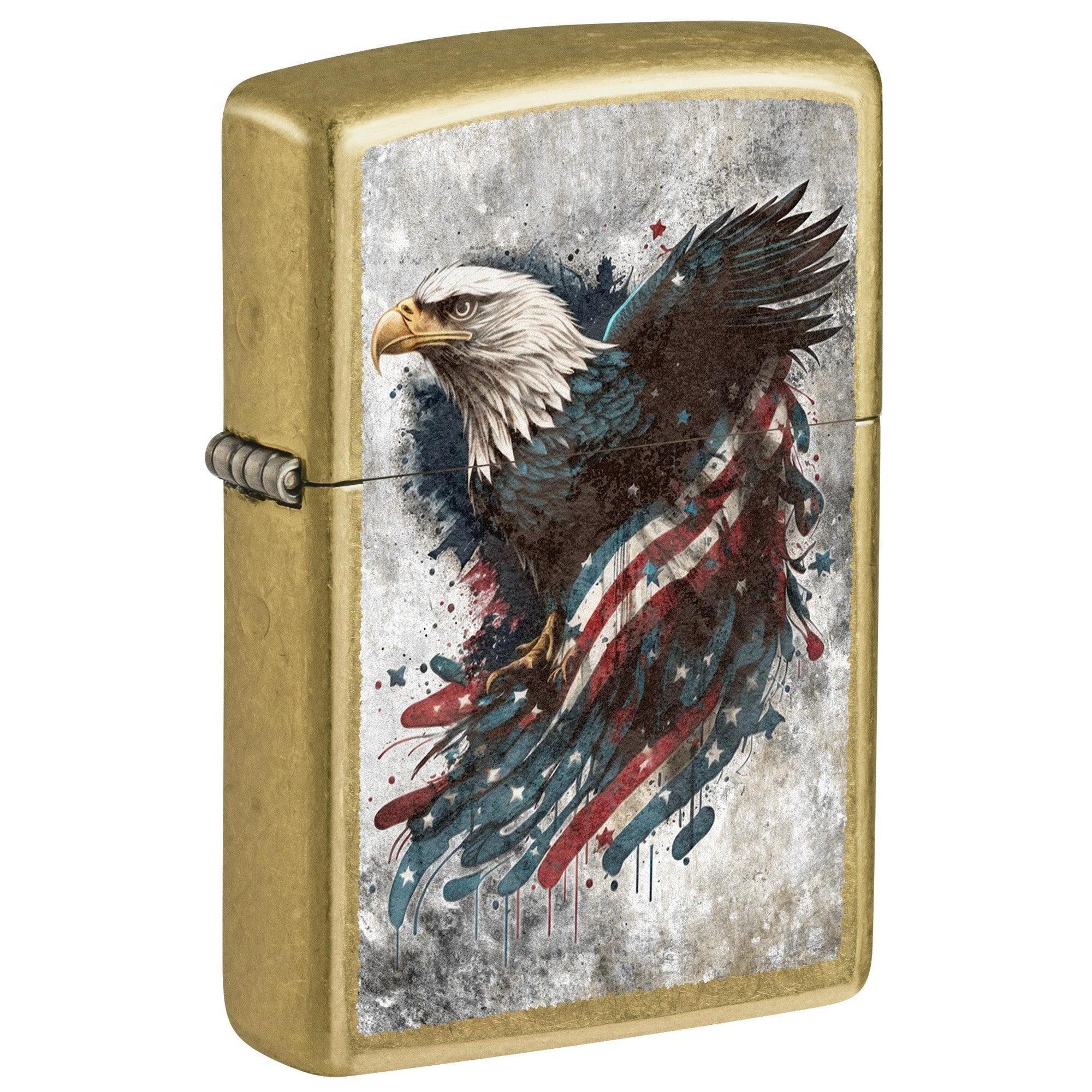 Zippo Lighter: Eagle and Flag, Distressed Look - Street Brass 81682 ...