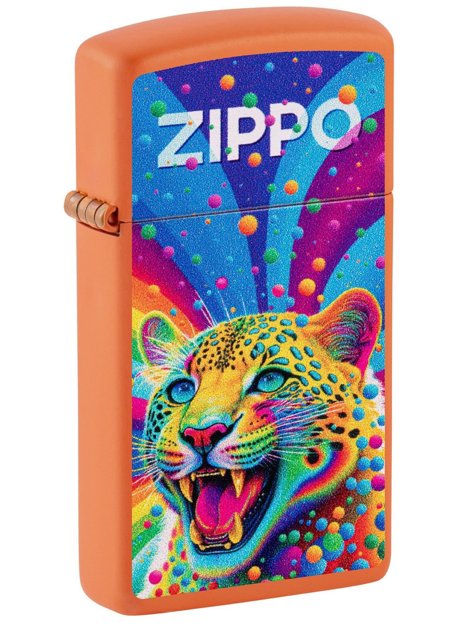 Zippo Lighter: Slim, Leopard Design - Orange Matte 46018 – Lucas Lighters