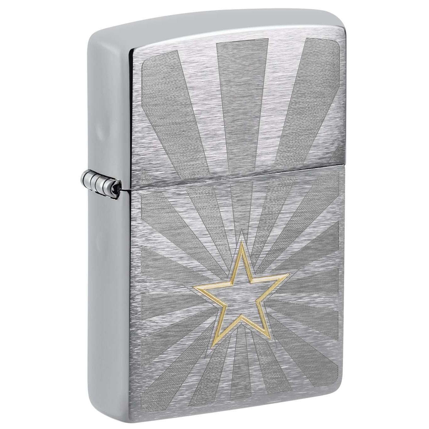 Zippo Lighter: Engraved Star - Brushed Chrome 48657 – Lucas Lighters