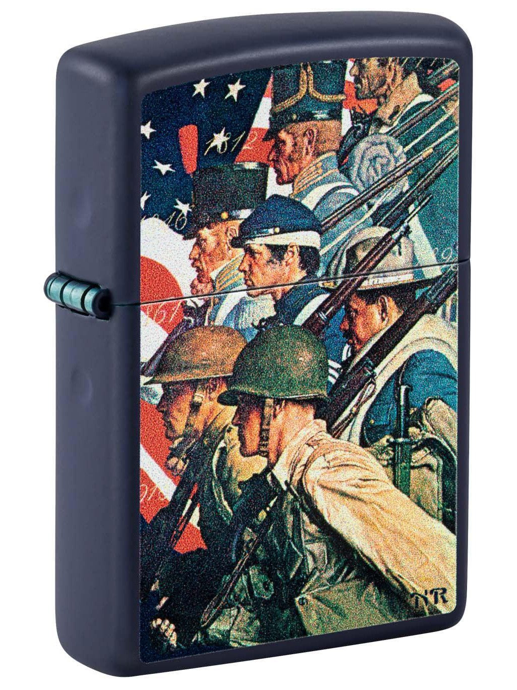 Zippo Lighter: Norman Rockwell, U.S. Army - Navy Blue Matte 48698 ...