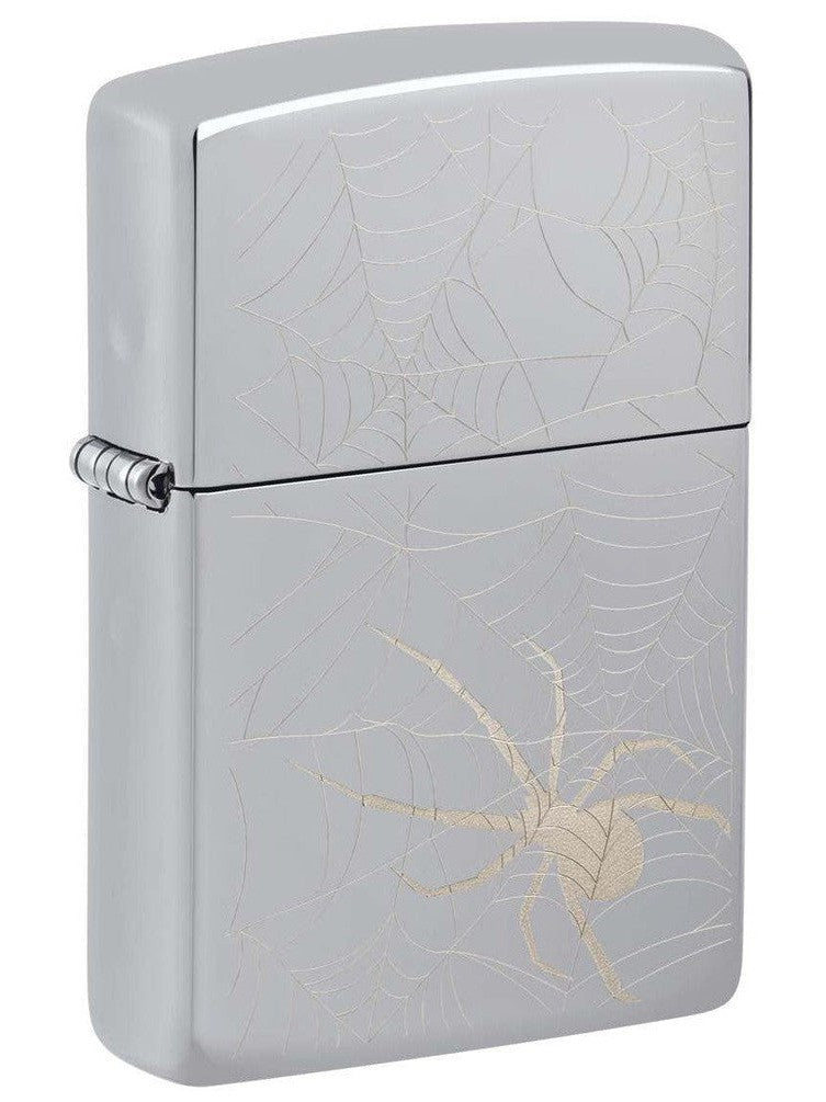 Zippo Lighter: Engraved Spider Web - High Polish Chrome 48767 – Lucas ...