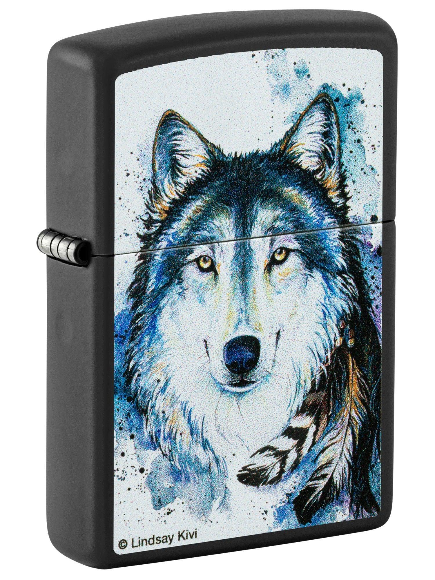 Zippo Lighter: Feed the Good Wolf by Lindsay Kivi - Black Matte 48936 ...