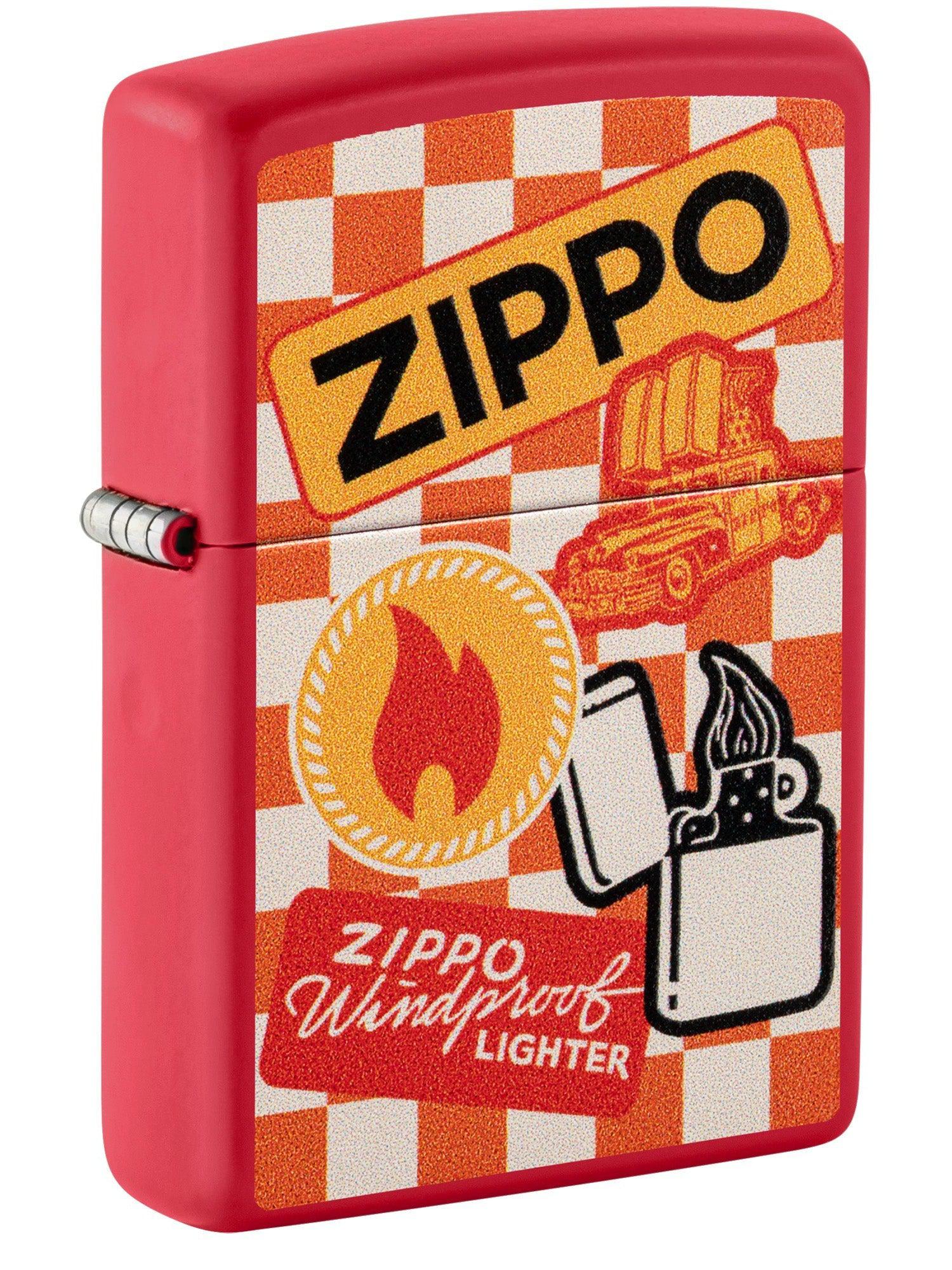 Zippo Lighter: Retro Zippo Design - Red Matte 48998 – Lucas Lighters