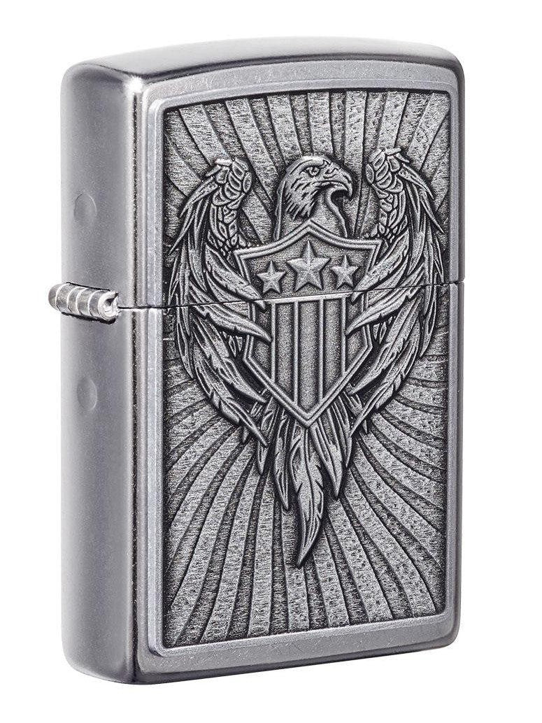 Zippo Lighter: Eagle Shield Emblem - Street Chrome 49450 – Lucas Lighters