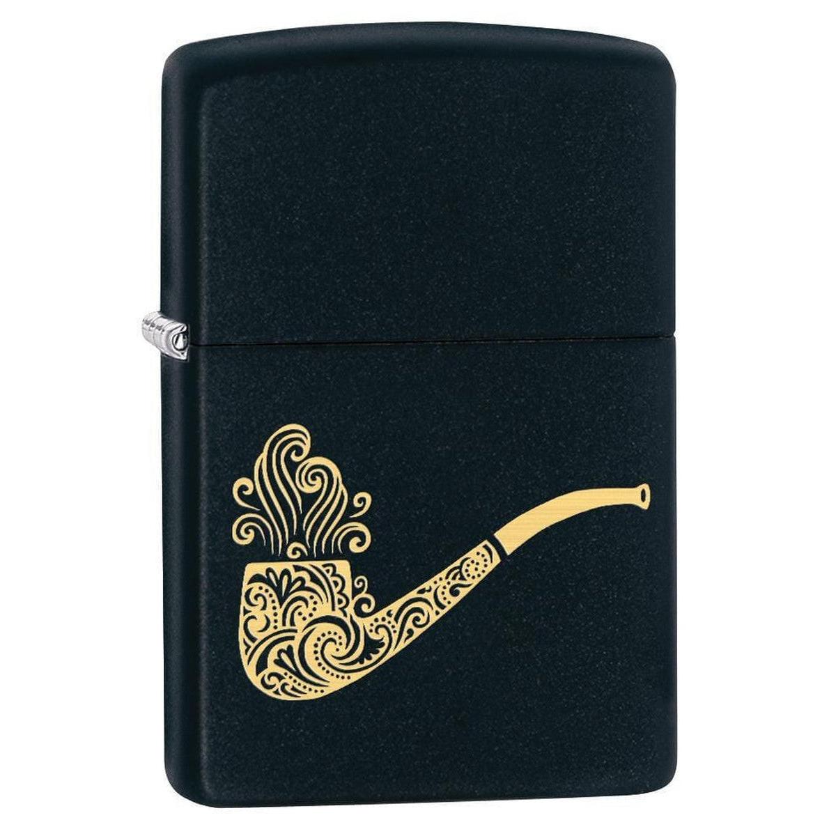 Zippo Lighter: Smoking Pipe Engraved - Black Matte 78543 – Lucas Lighters